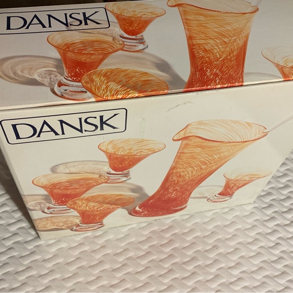 Dansk | Dining | Dansk Cocktail Pitcher Set Orange Crystal | Poshmark
